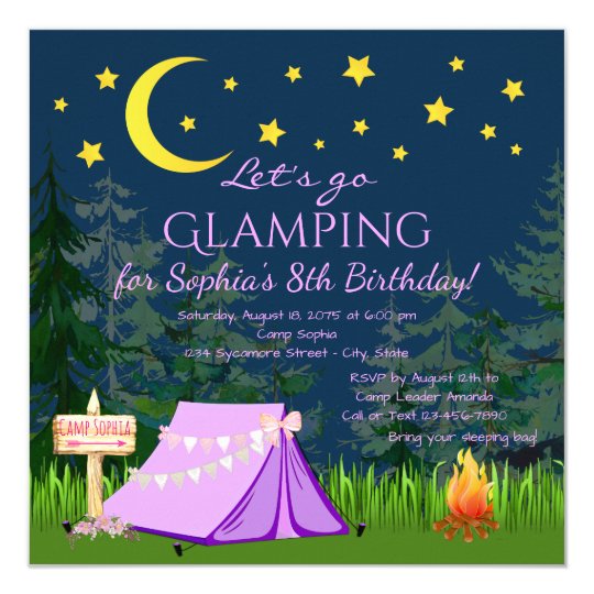 Glamping Birthday Party Invitations | Zazzle.com