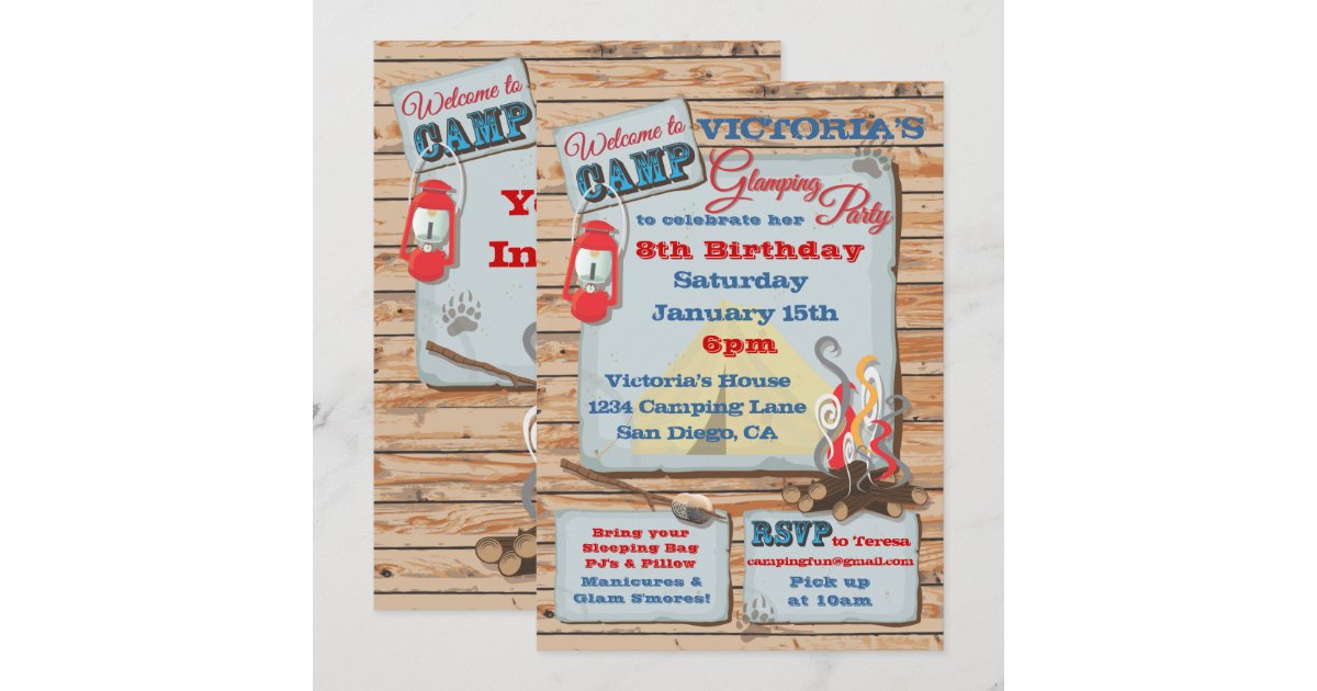 Glamping Camping Party Invitation | Zazzle