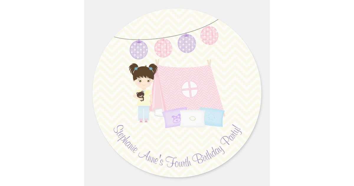 Glamping Sleepover Party Classic Round Sticker | Zazzle
