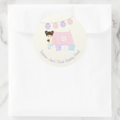 Glamping Sleepover Party Classic Round Sticker | Zazzle