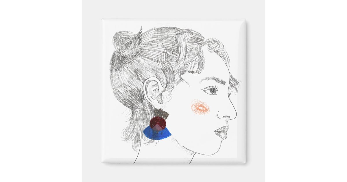 Glance Sketch - Portrait Magnet | Zazzle