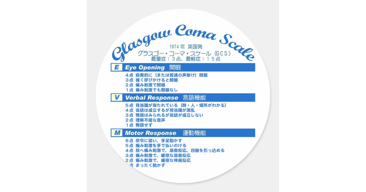 Glasgow Coma Scale Classic Round Sticker | Zazzle