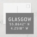 Glasgow Scotland Latitude & Longitude Postcard | Zazzle