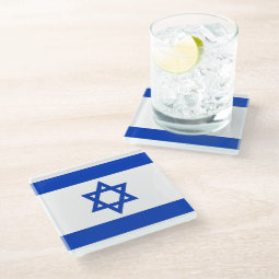Glass coaster with flag of Israel | Zazzle
