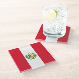 Glass coaster with flag of Peru | Zazzle