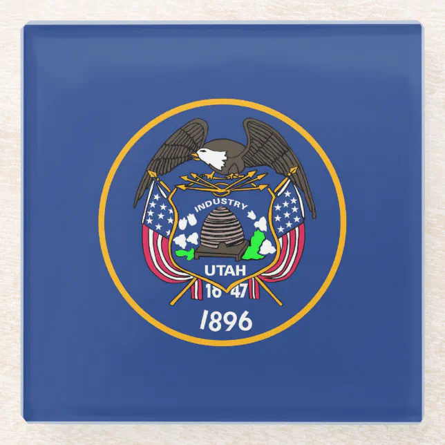 Glass coaster with flag of Utah State, USA | Zazzle