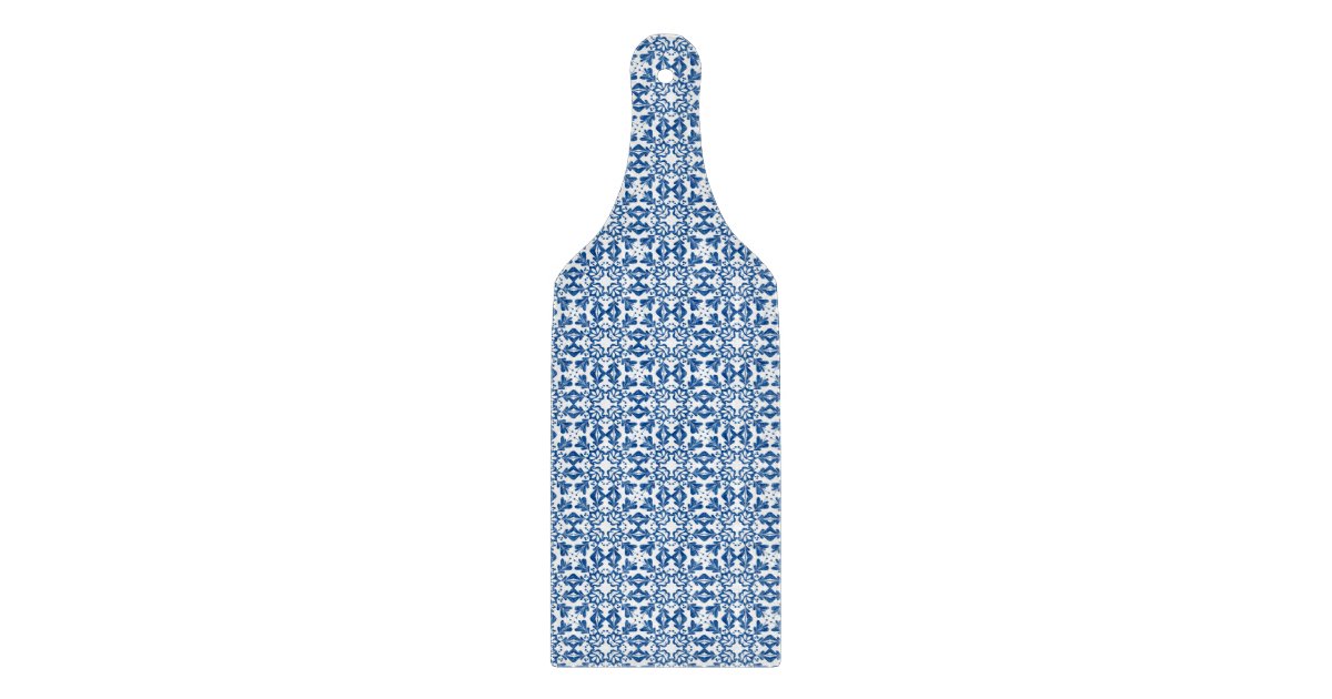 Glass Cutting Board Paddle Blue Tile | Zazzle