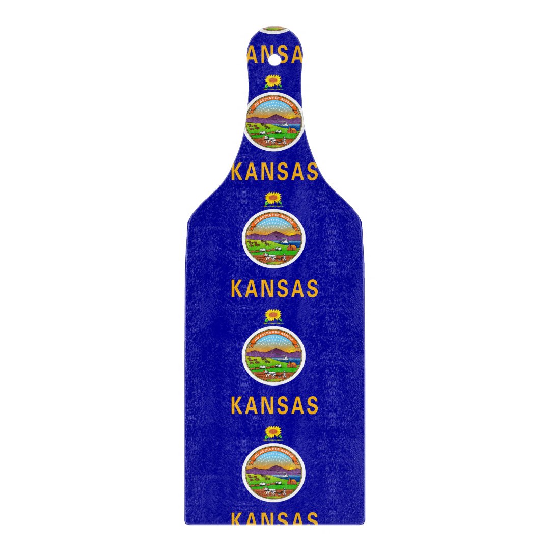 Glass cutting board paddle with Kansas flag | Zazzle