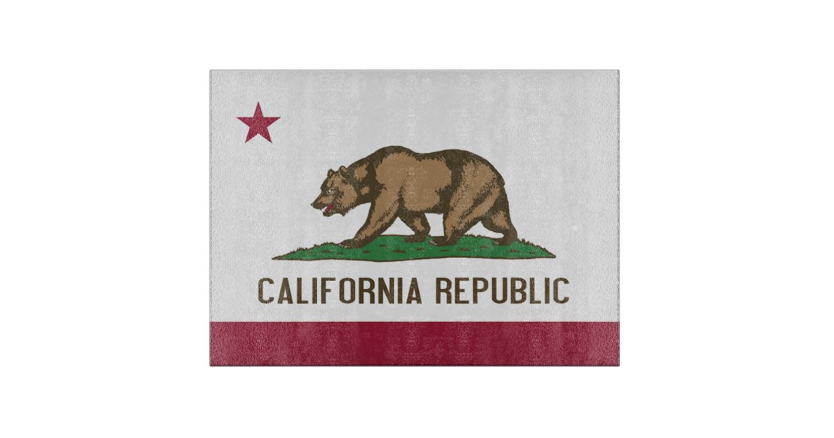 Glass cutting board with Flag of California State | Zazzle