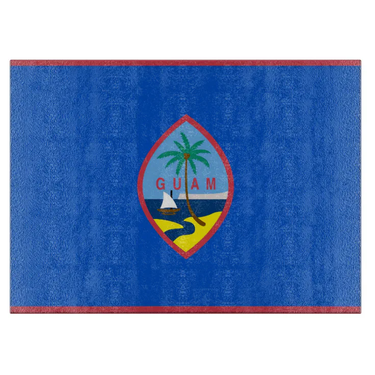 Glass cutting board with Flag of Guam, USA | Zazzle