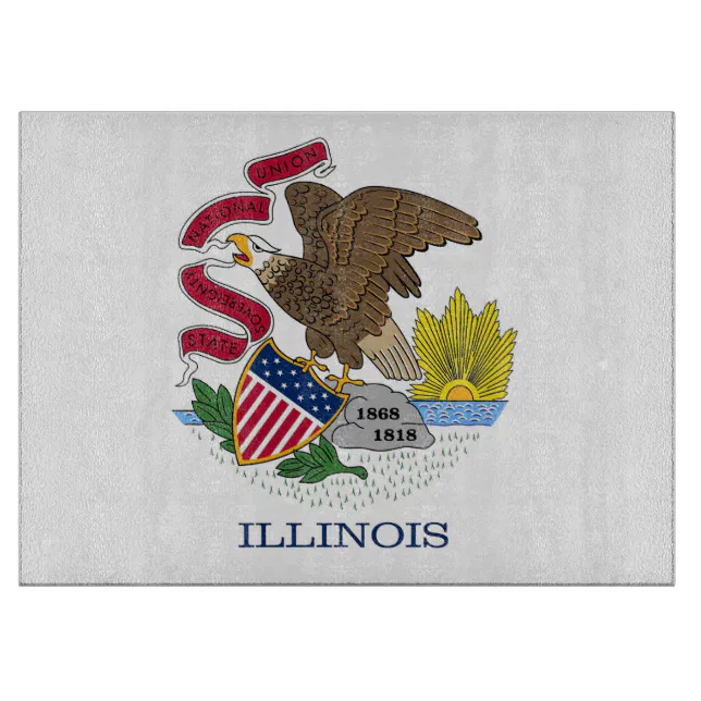 Glass cutting board with Flag of Illinois, USA | Zazzle