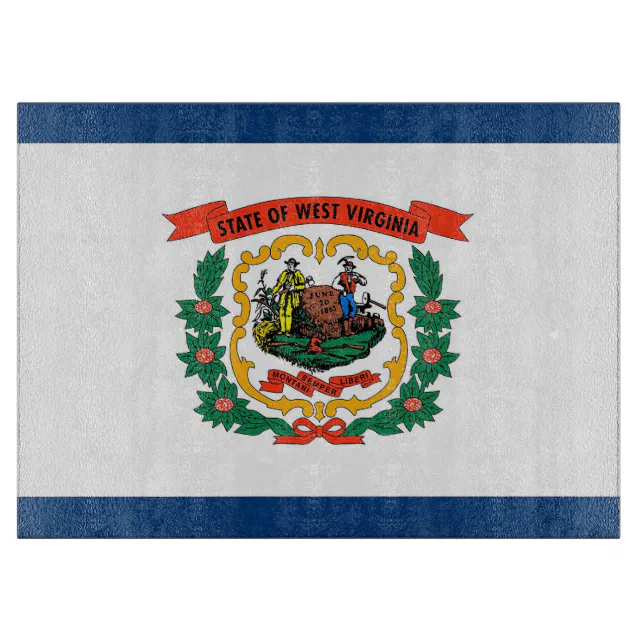 Glass cutting board with Flag of West Virginia USA | Zazzle