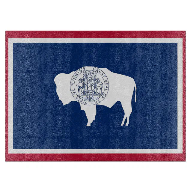 Glass cutting board with Flag of Wyoming USA | Zazzle