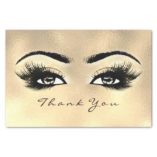 Glass Faux Gold Metallic Lashes Thank You Eyes Tissue Paper | Zazzle