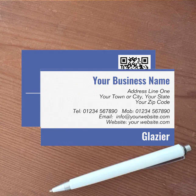 Glass & Glazing Glazier QR Code Business Card | Zazzle