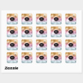 Glass Gradient and Splatter Monogram Pink ID444 Square Sticker | Zazzle