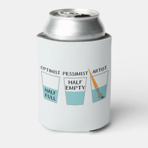Glass Half Full Funny Meme Can Cooler | Zazzle