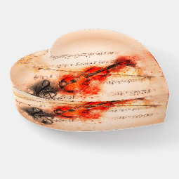 Glass Heart Shaped Violin Sheet Music Paperweight | Zazzle
