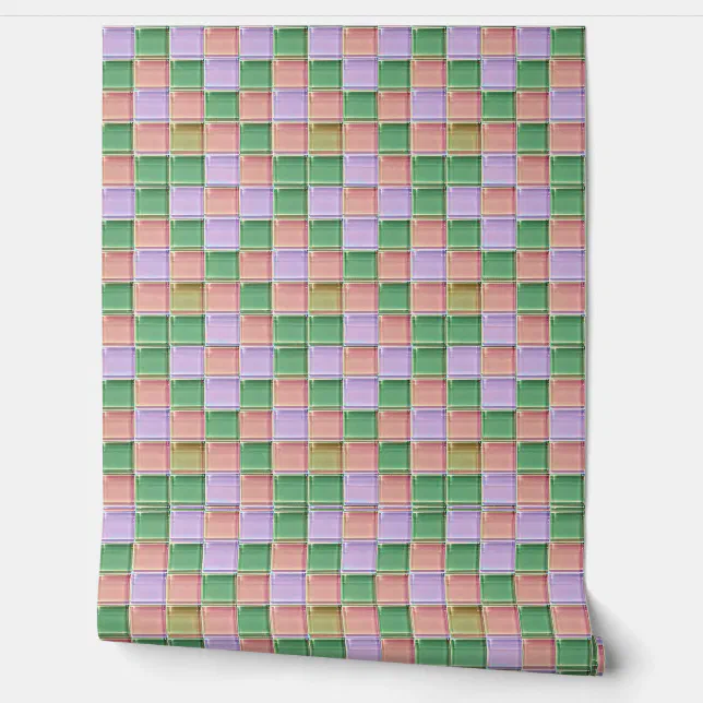 Glass Look Printed Spa Style Pastel Tiling Wallpaper | Zazzle