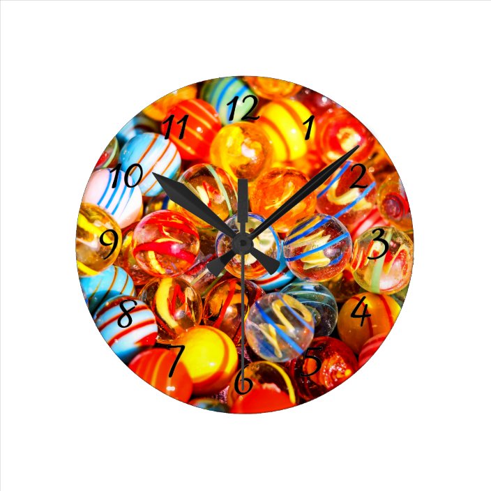 Glass marble round clock | Zazzle.com