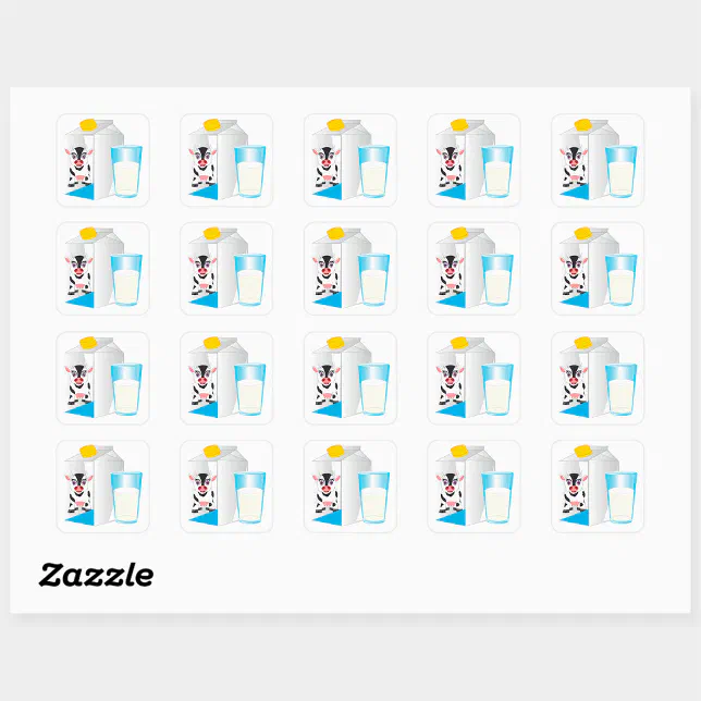 Glass Of Milk Square Sticker | Zazzle