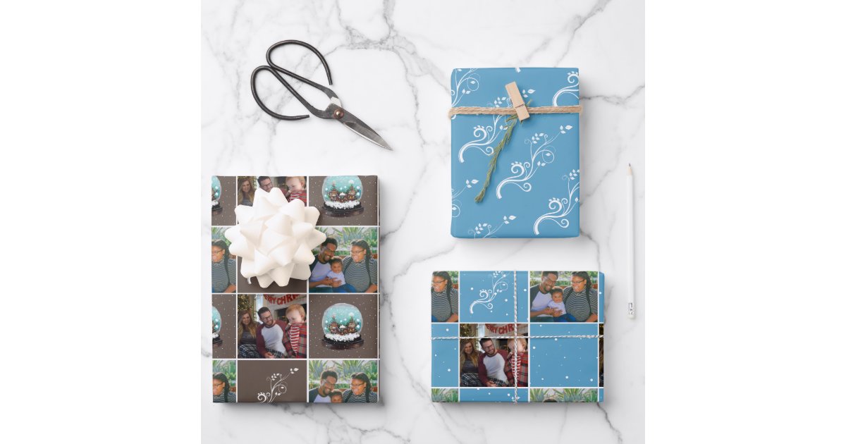 Glass Snowball Winter Village Christmas 2 Photos Wrapping Paper Sheets ...