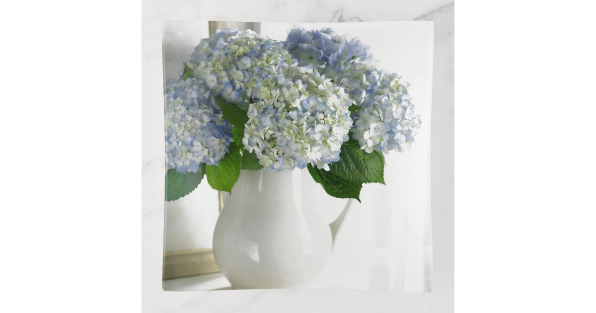 Glass Trinket Dish-Blue Hydrangeas Trinket Tray | Zazzle