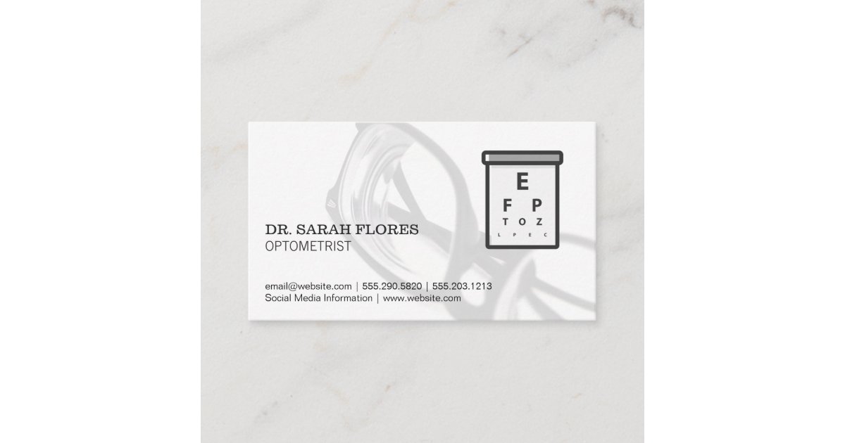 Glasses | Vision Chart Business Card | Zazzle