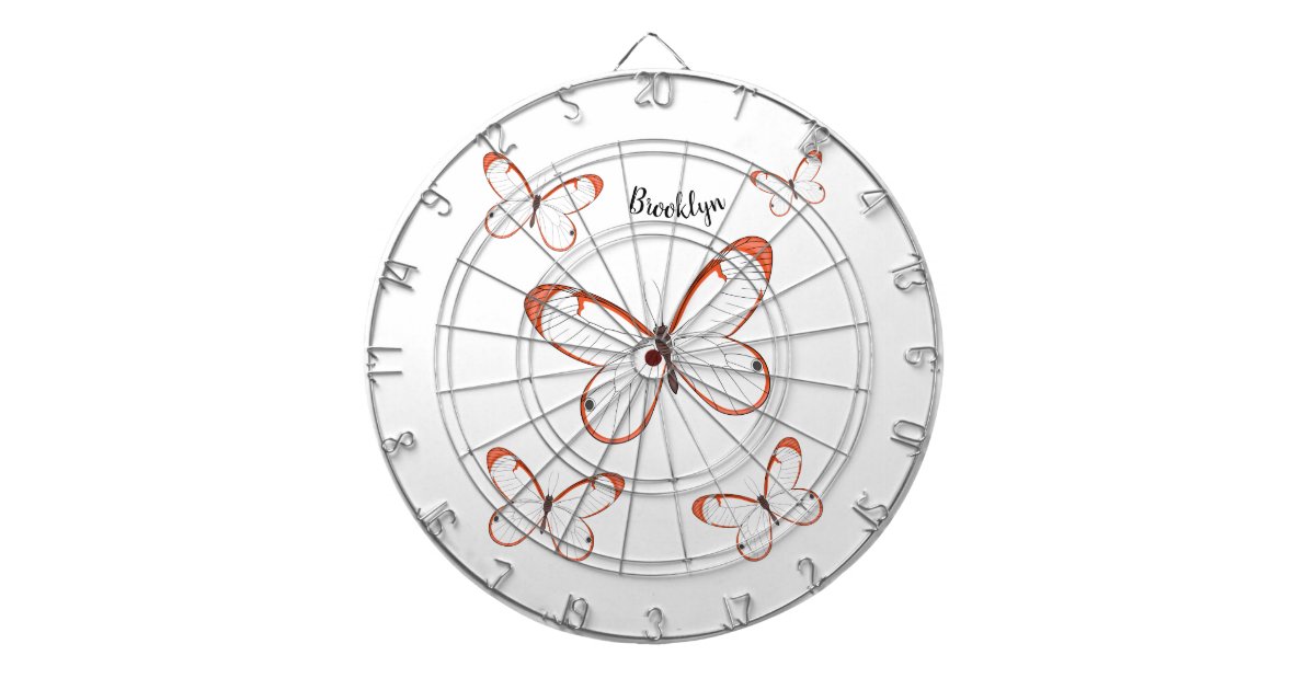 Glasswing butterfly cartoon illustration dart board | Zazzle