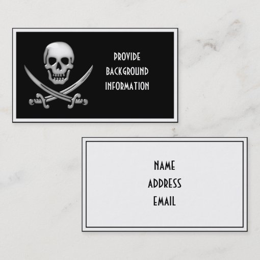 Glassy Pirate Skull & Sword Crossbones Business Card | Zazzle