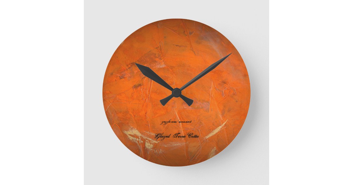 Glazed Terra Cotta Round Clock | Zazzle