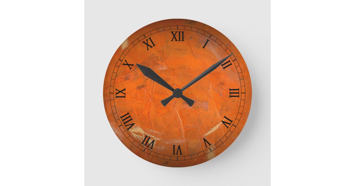 Glazed Terracotta Wallclock Roman Numerals | Zazzle