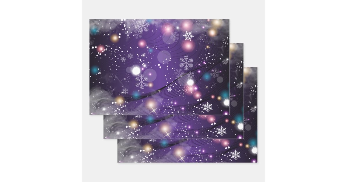 Gleaming Misty Purple Christmas Winter Wonderland Wrapping Paper Sheets ...