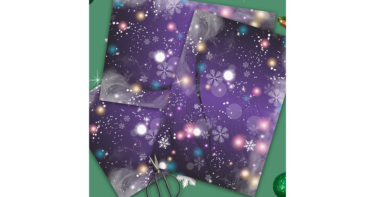 Gleaming Misty Purple Christmas Winter Wonderland Wrapping Paper Sheets ...
