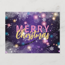 Gleaming Purple Winter Wonderland Merry Christmas Holiday Postcard | Zazzle
