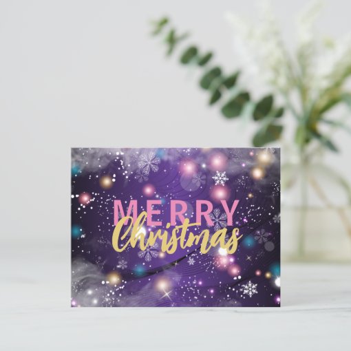 Gleaming Purple Winter Wonderland Merry Christmas Holiday Postcard | Zazzle