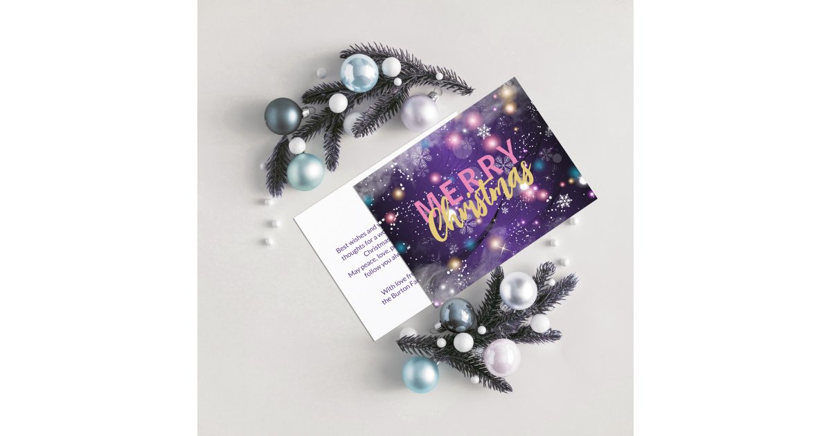 Gleaming Purple Winter Wonderland Merry Christmas Holiday Postcard | Zazzle