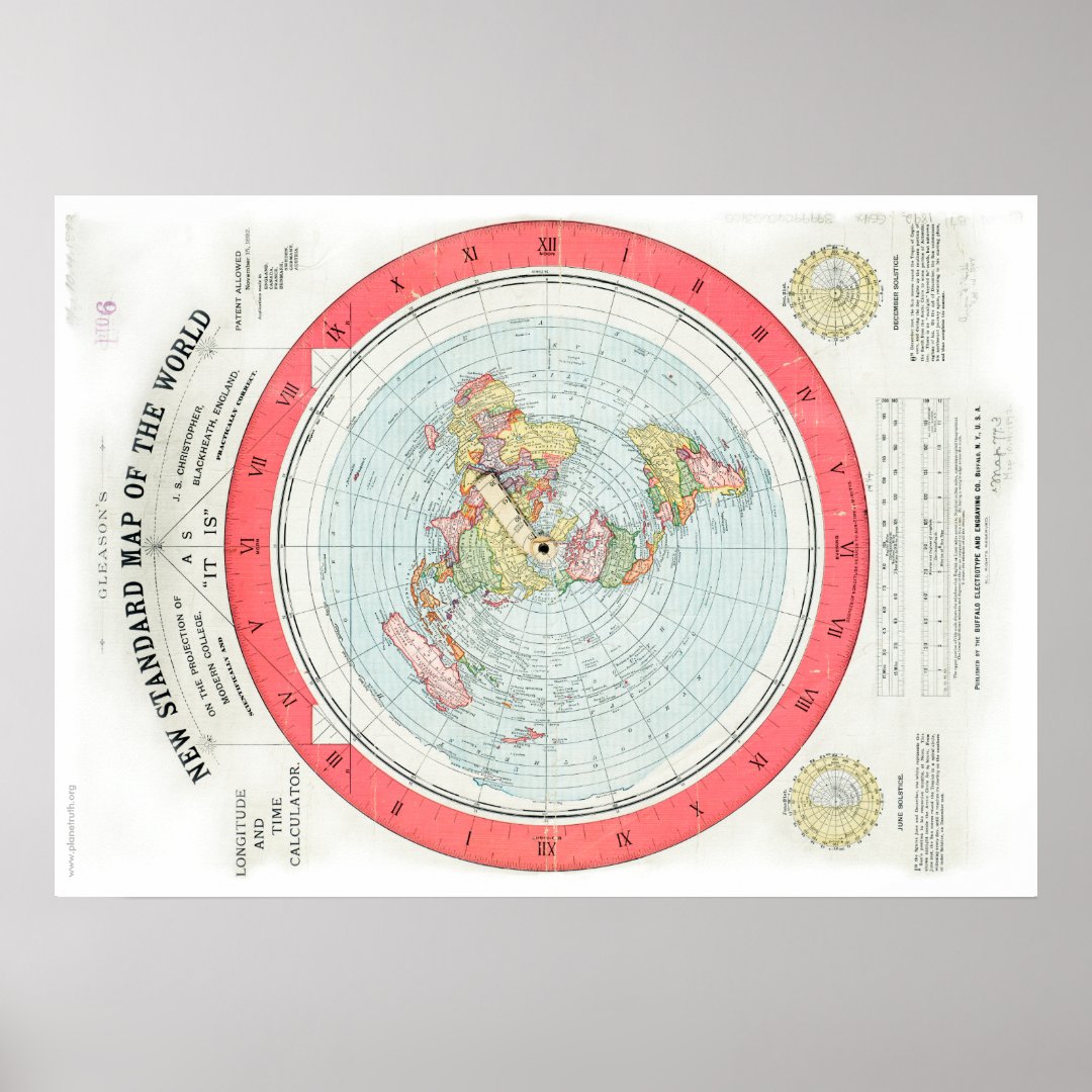 Gleason's NEW STANDARD MAP OF THE WORLD - High Rez Poster | Zazzle