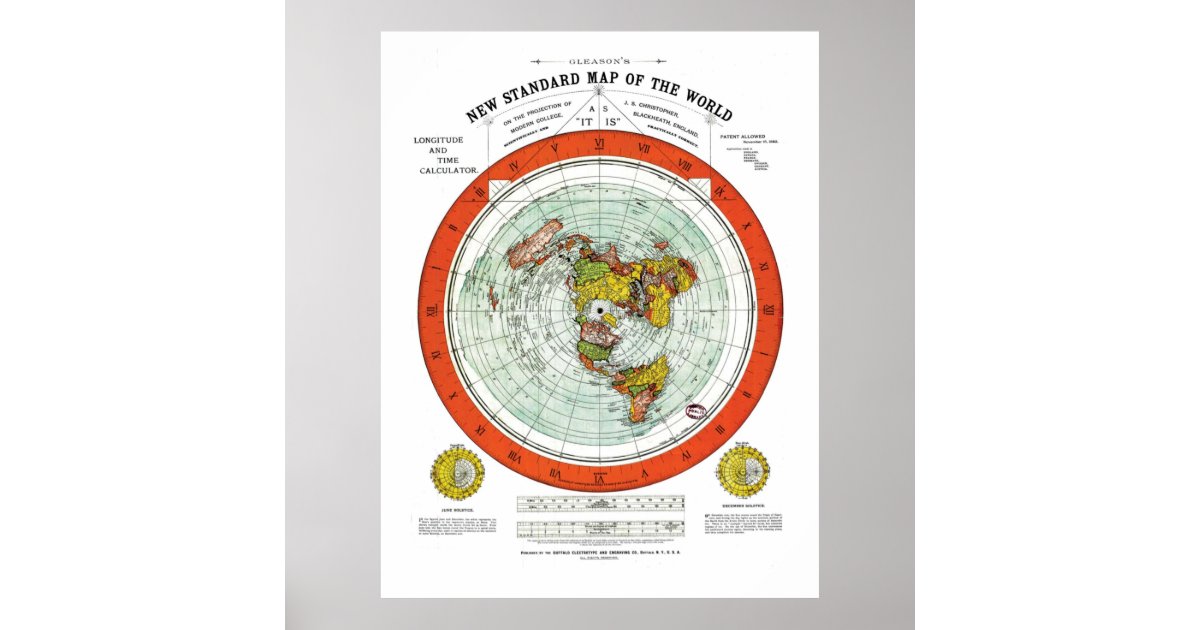 Gleason's new standard map of the world poster | Zazzle