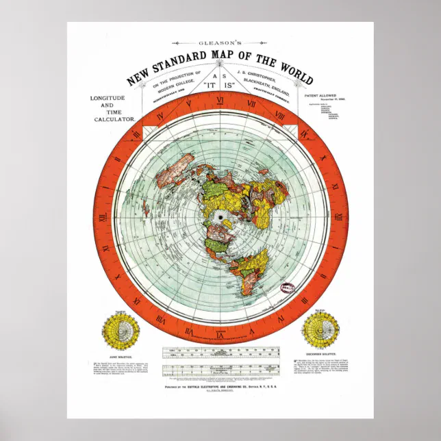 Gleason's new standard map of the world poster | Zazzle