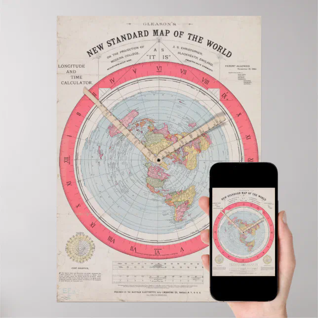 Gleason's new standard map of the world poster | Zazzle