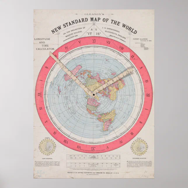 Gleason's new standard map of the world poster | Zazzle