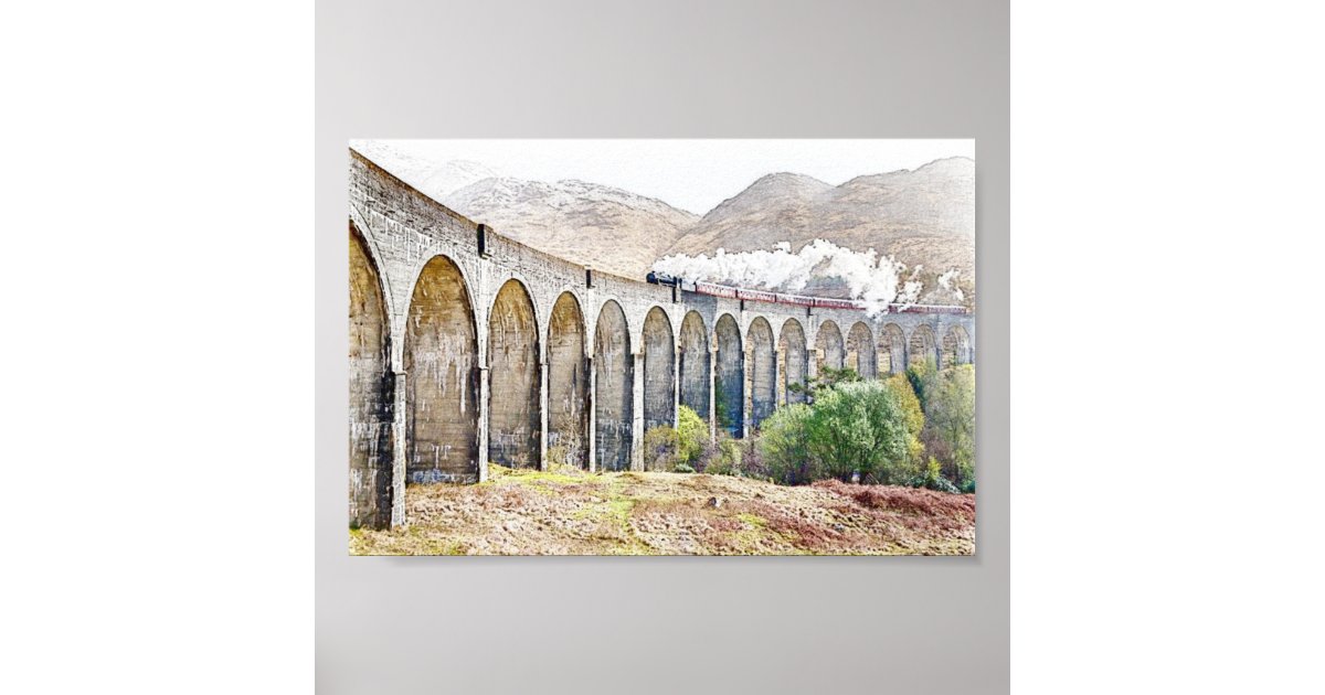 Glenfinnan viaduct steam train poster | Zazzle