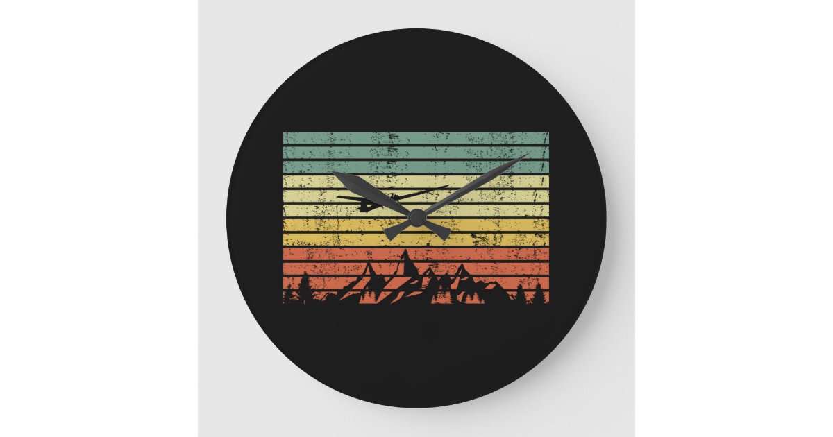 Glider Plane Pilot Retro Vintage Large Clock | Zazzle