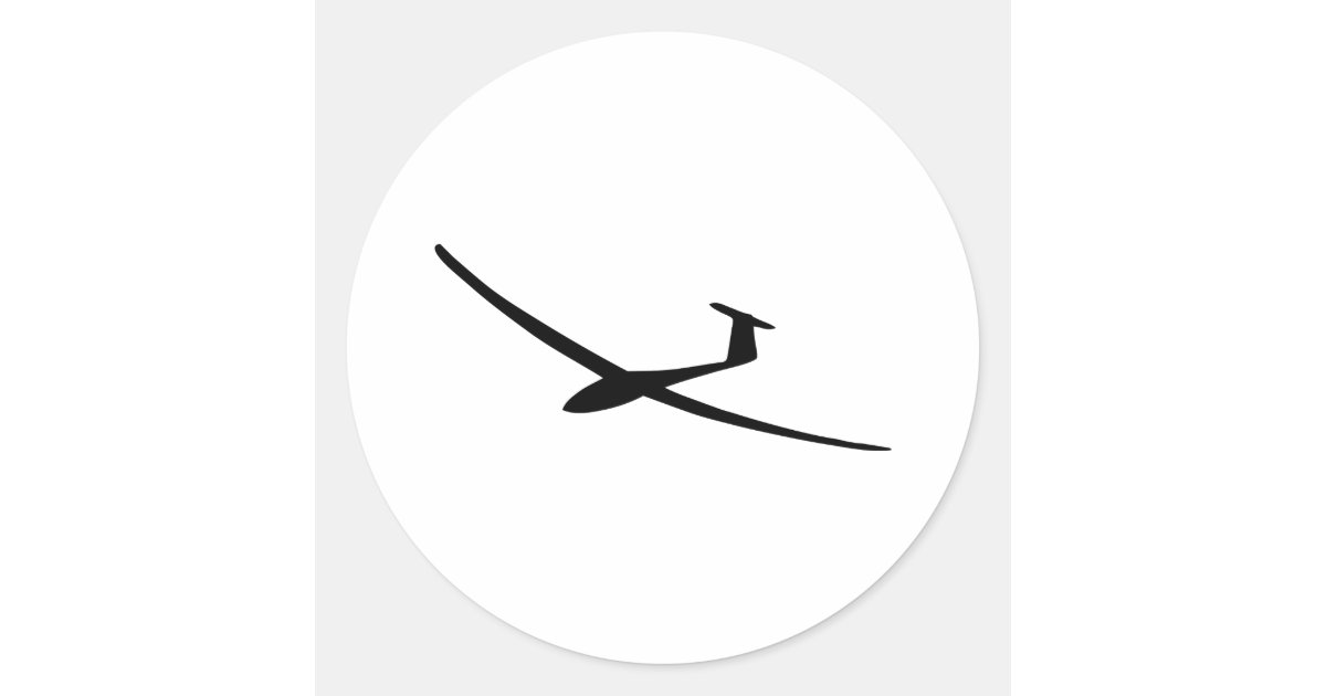 glider sailplane classic round sticker | Zazzle