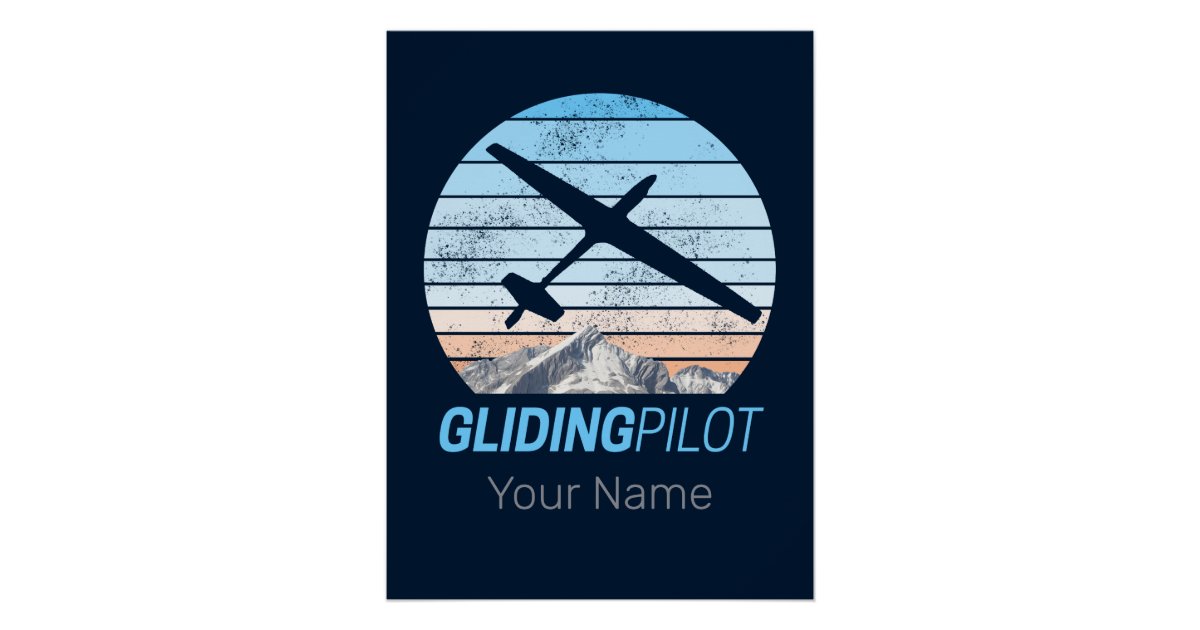 Gliding Pilot Vintage Aviator Sunset Airplane Poster | Zazzle