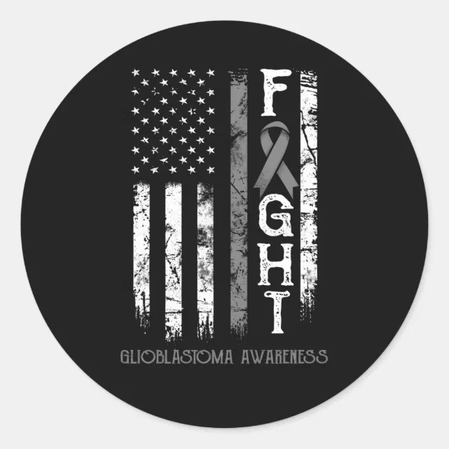 Glioblastoma Warrior Us Flag Classic Round Sticker | Zazzle