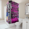 Glitched Retro VHS Screen Style Shower Curtain | Zazzle