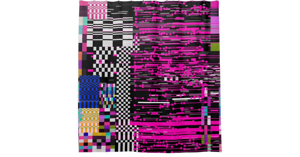 Glitched Retro VHS Screen Style Shower Curtain | Zazzle
