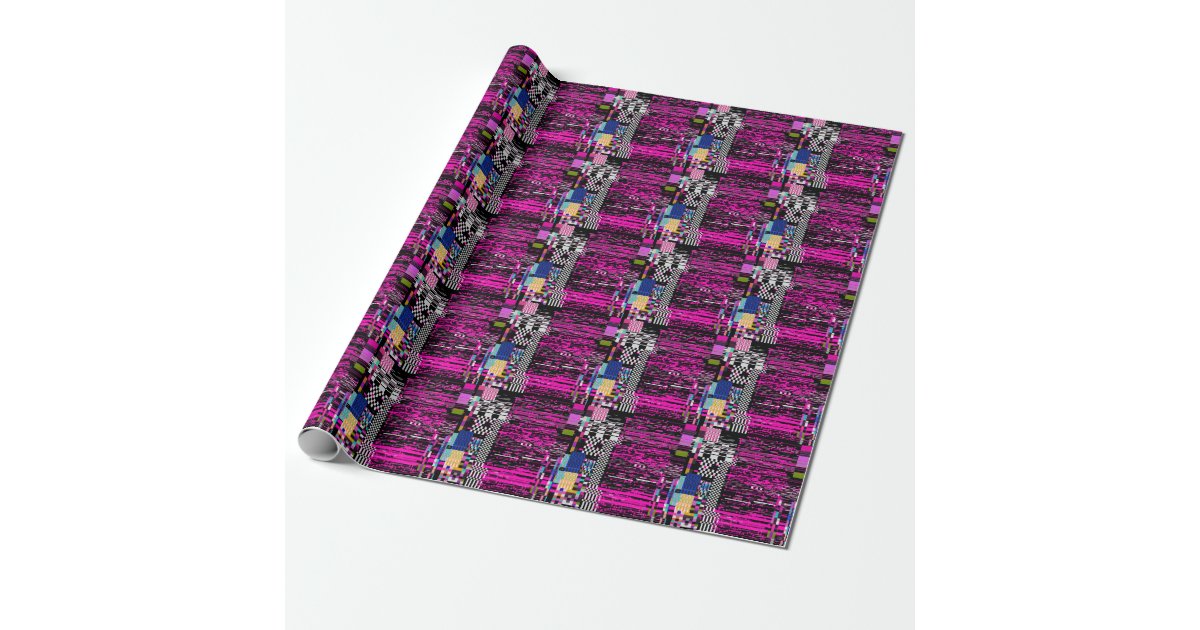 Glitched Retro VHS Screen Style Wrapping Paper | Zazzle